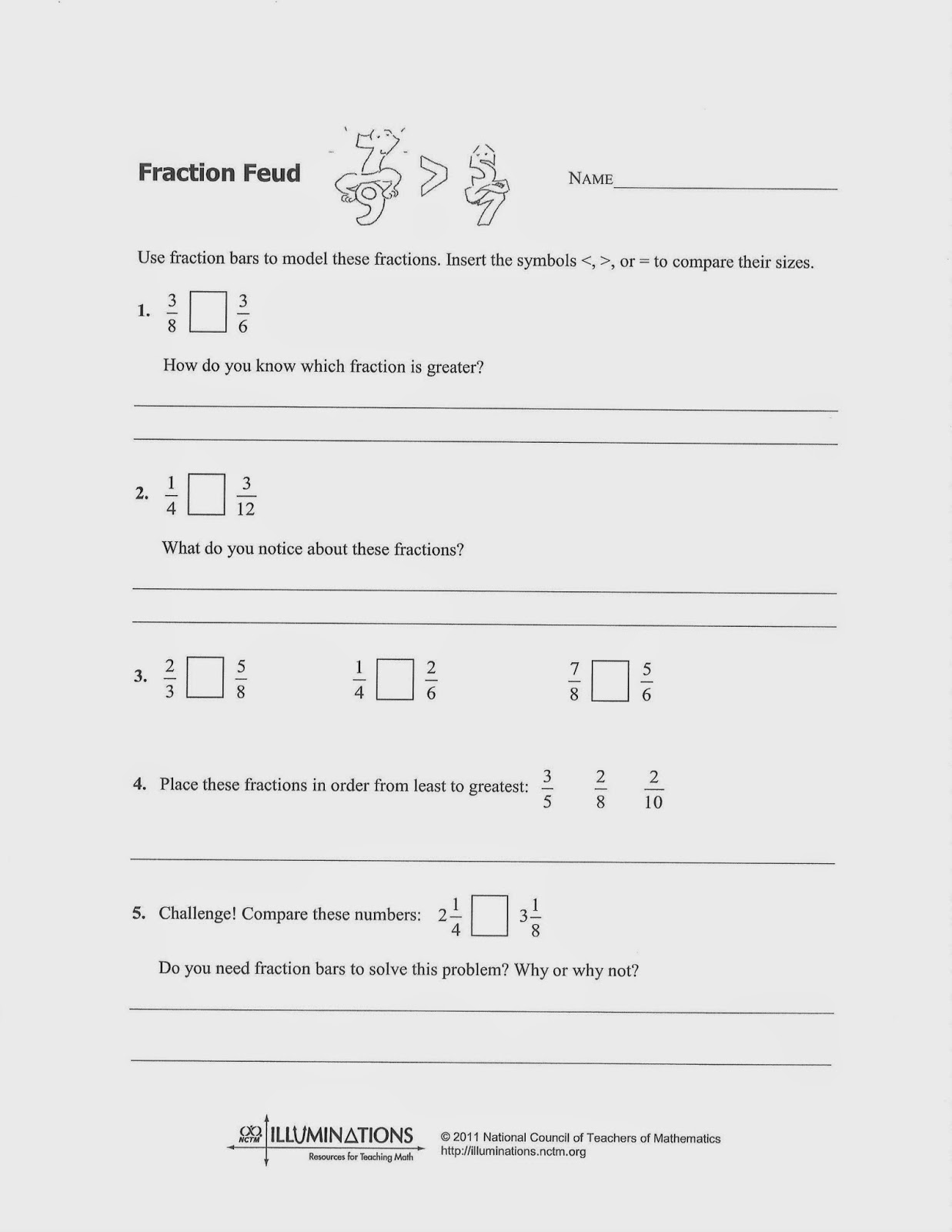 Mrs. White's 6th Grade Math Blog: COMPARING FRACTIONS - ANTICIPATORY