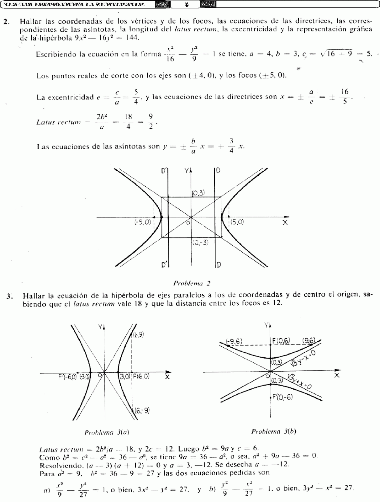 HIPERBOLA EJERCICIOS RESUELTOS PDF