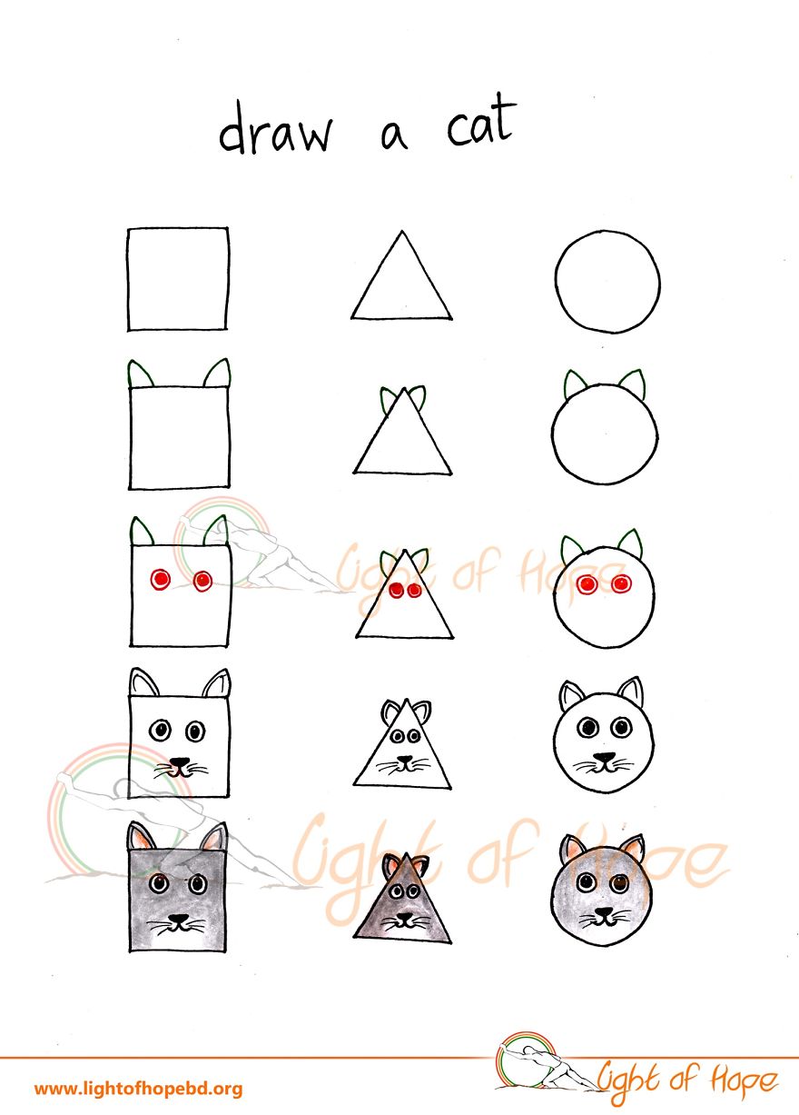 How To Draw Any Animal From a Square, a Triangle and A Circle