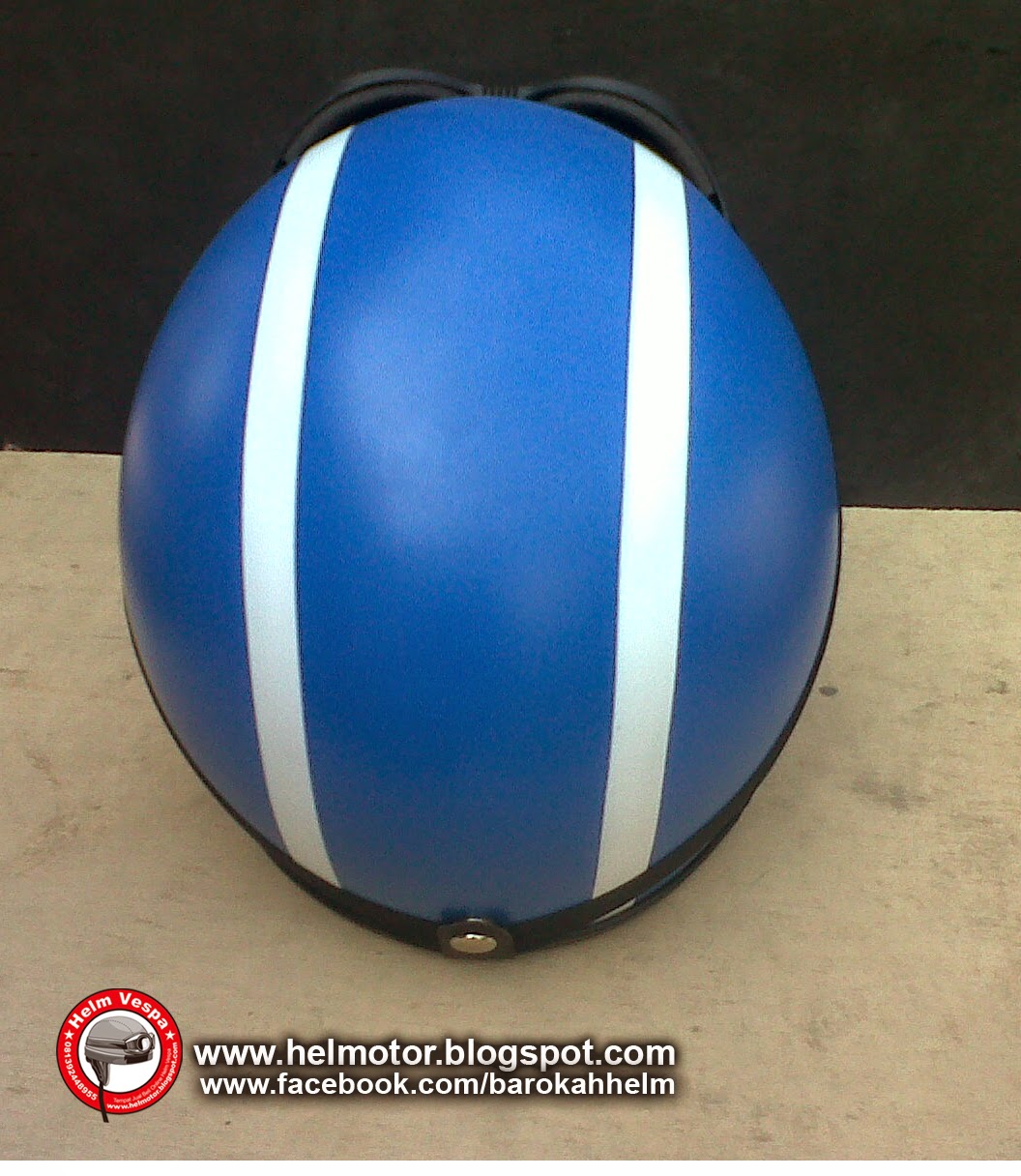 Helm 75 Biru Garis Putih ~ Helm Vespa