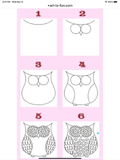 Art Sub Lessons: Free Art Worksheets - Directed Drawings of Owls