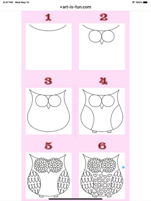 Art Sub Lessons: Free Art Worksheets - Directed Drawings of Owls
