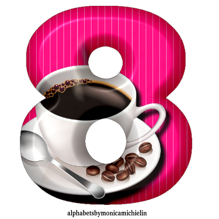 M. Michielin Alphabets: COFFEE ALPHABET 'PINK CUP OF COFFEE', NUMBERS ...
