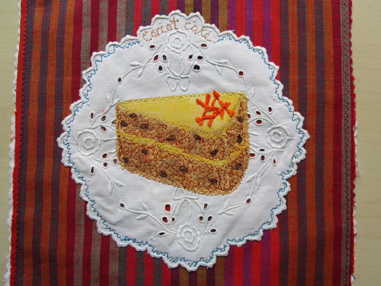 Louise Watson - Textile Artist: Cake in fabric and thread and Rowan.