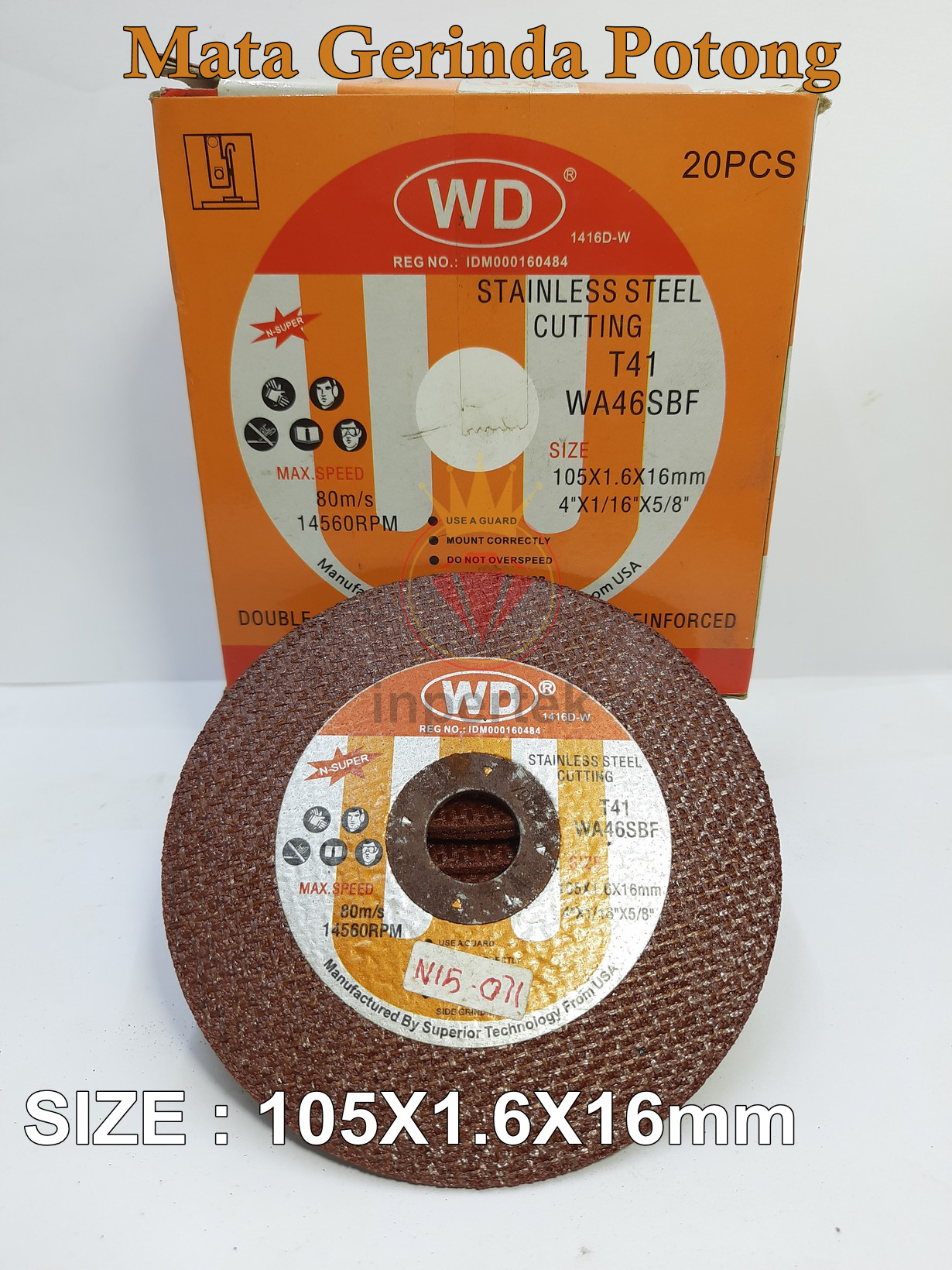 Batu Gerinda 4 inch WD Cutting Wheel WD Mata Gerinda Potong 4" WD