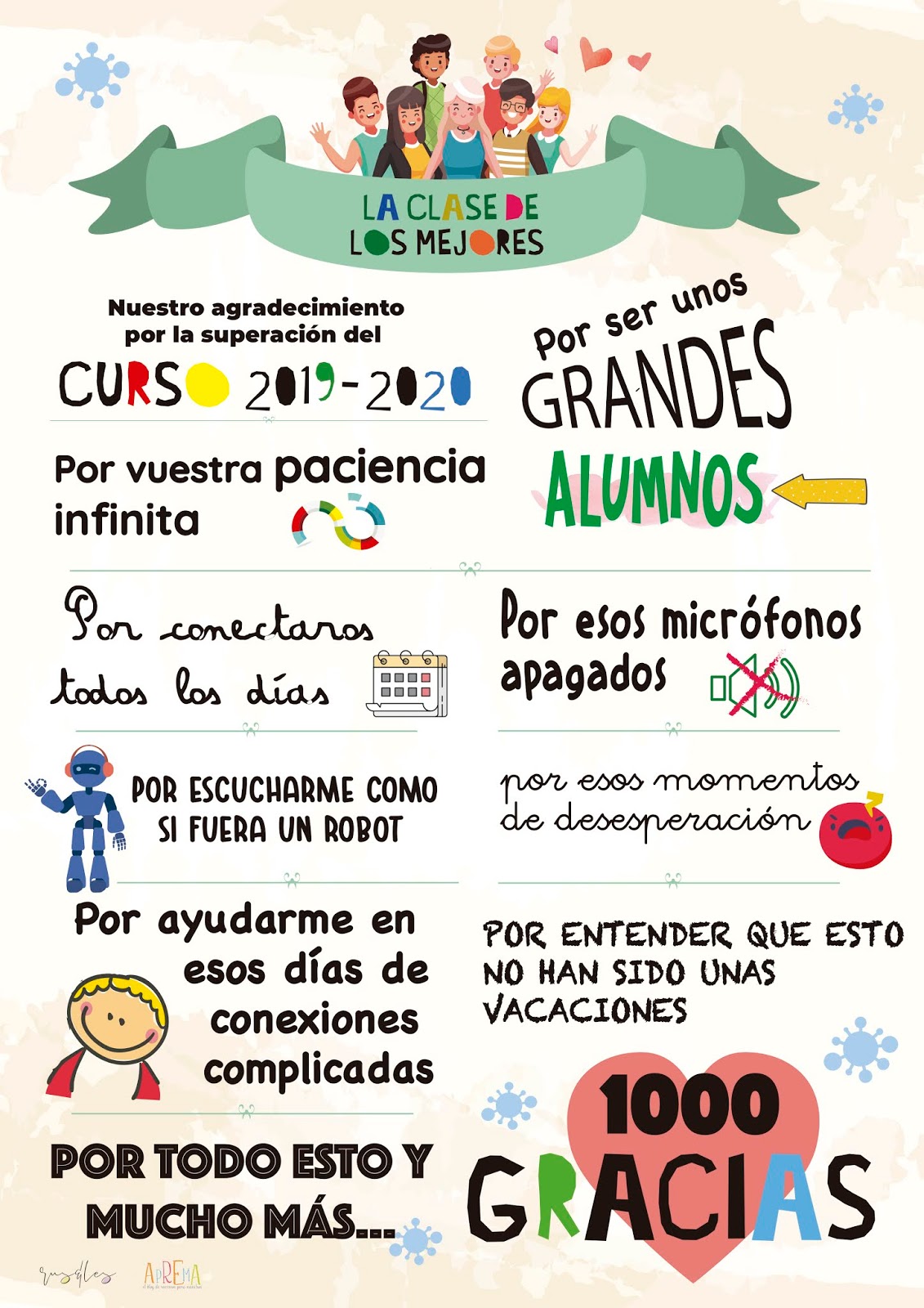 Lámina agradecimiento para fin de curso - Si quieres aprender, ENSEÑA.