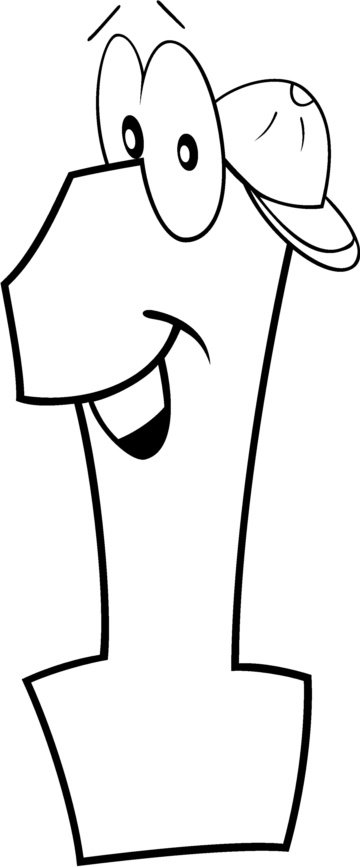1 - one - number one coloring pages for kids