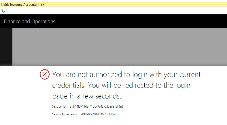Dynamics Ax365fo D365fo Table Browser Error You Are Not Authorized To Login With Your