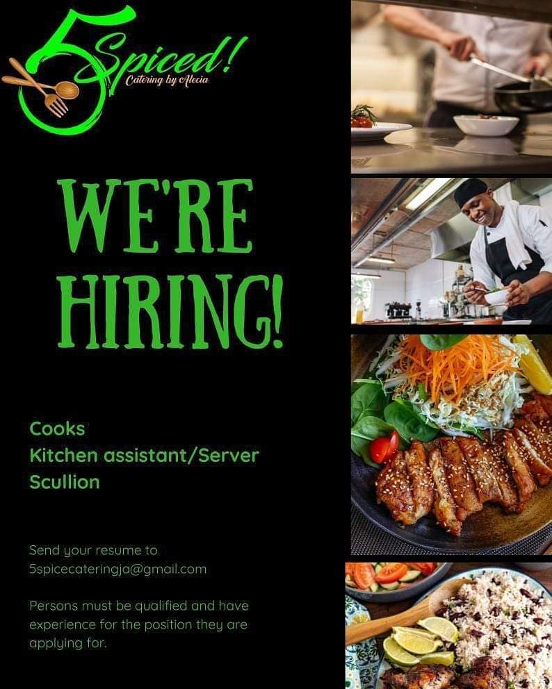Kitchen Assistant/Server, etc (Kingston, Jamaica) - 5 Spice Catering ...