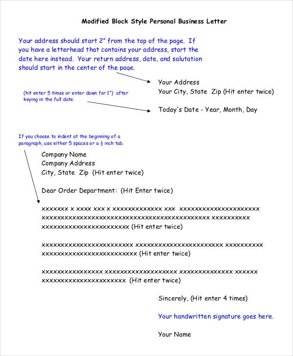 Modified Block Letter Template ~ Resume Letter