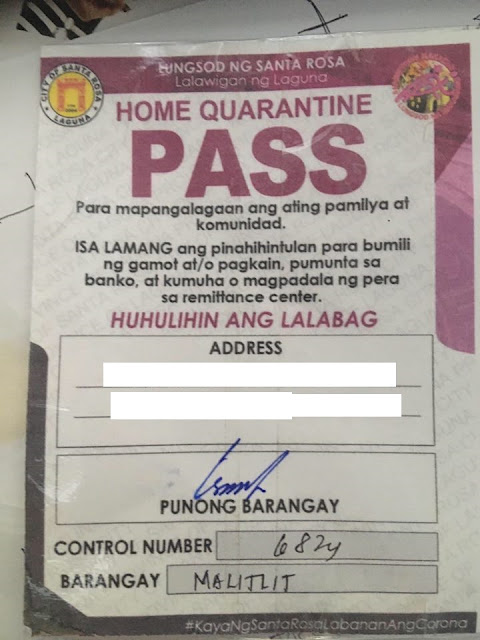 wowgandah.blogspot.com: MARCH 24, 2020- BARANGAY HOME QUARANTINE PASS