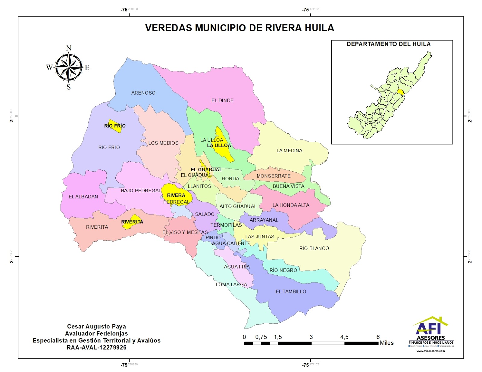 Mapa Veredas Municipio de Rivera Huila | Huila Sig