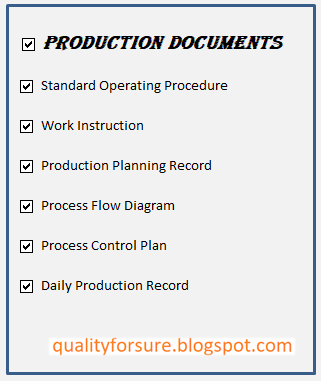 DOCUMENTS USED IN PRODUCTION DEPARTMENT