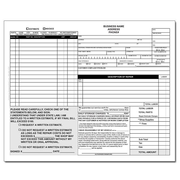 Custom Auto Repair Invoices - Invoice Template