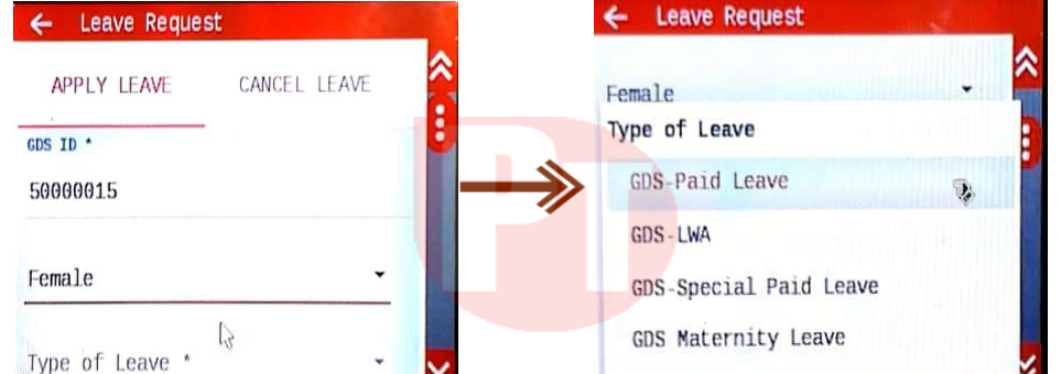 HR – Apply Leave using RICT Device