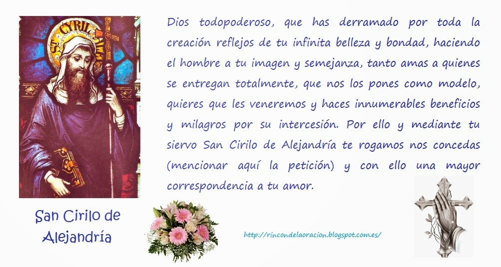 Rincón de la Oración: Estampa Oración de San Cirilo de Alejandría
