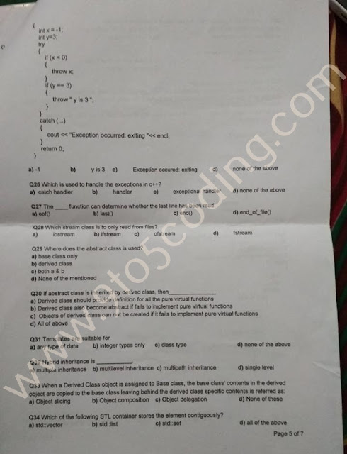 CSE-202 | OBJECT ORIENTED PROGRAMMING | C++ PROGRAMMING | LPU MID TERM QUESTION PAPER