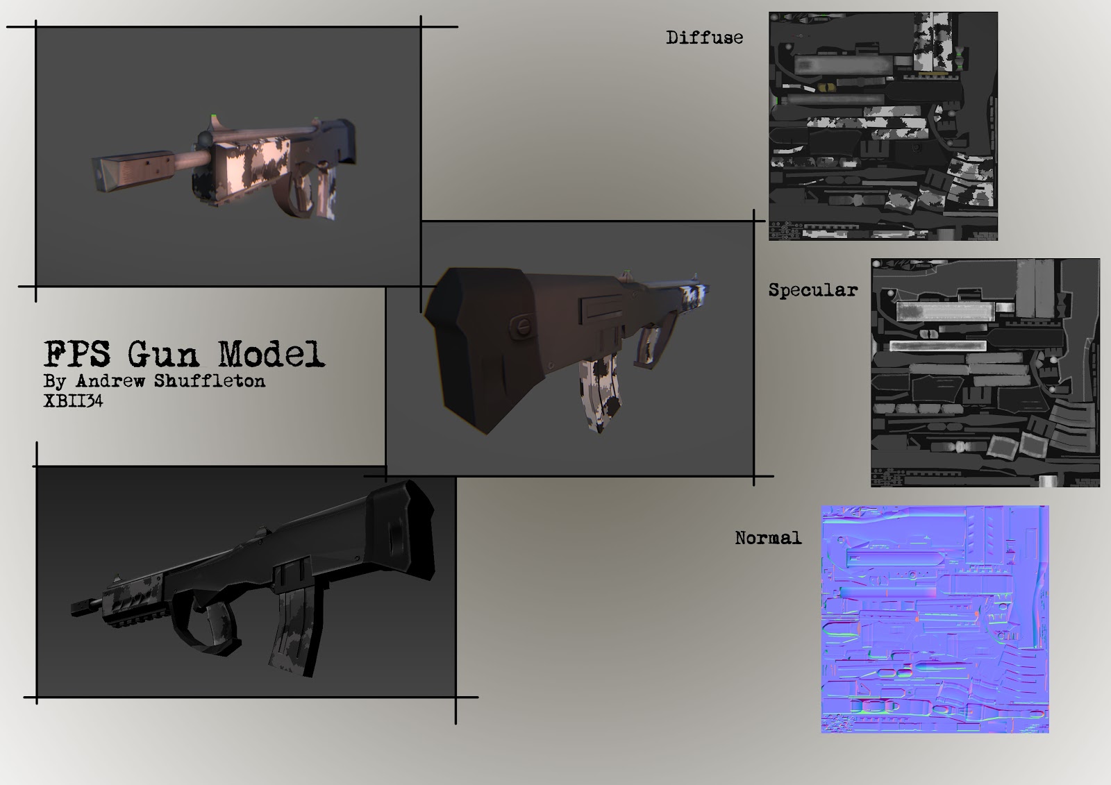 Andrew-Shuffleton-BAGDY1: Gun UV, Textures and Render 'fun' - XB1134
