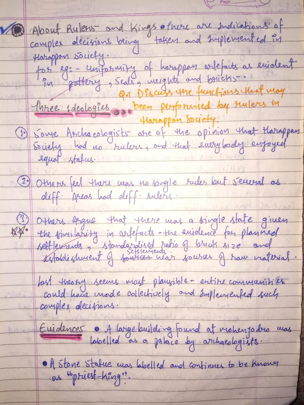 Handwritten notes of Brick, Beads and Bones- The Harappan Civilization ...