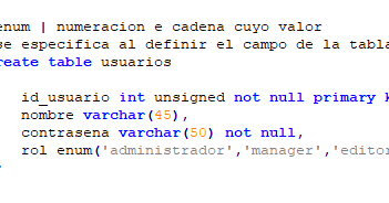 Utilizando enum y set mysql