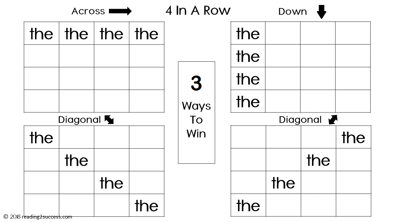 Reading2success: 4 In A Row Open Ended Game Inspired by 4 in a Row