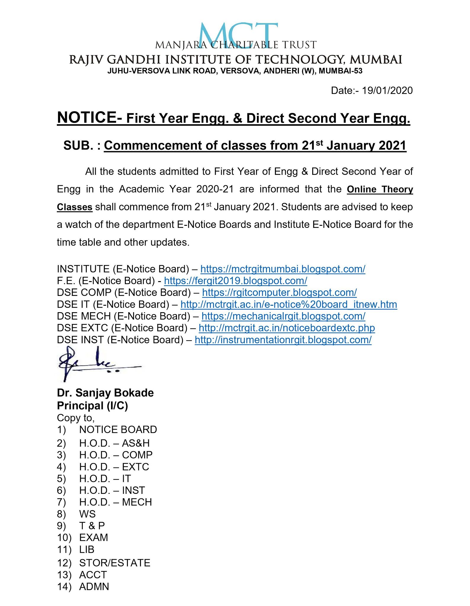 Computer Engineering MCT'S RGIT - MUMBAI: Commencement of Classes First ...