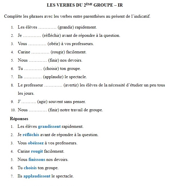Ana Ferreira Explica 9º Ano: Verbes du 2ème groupe (IR)