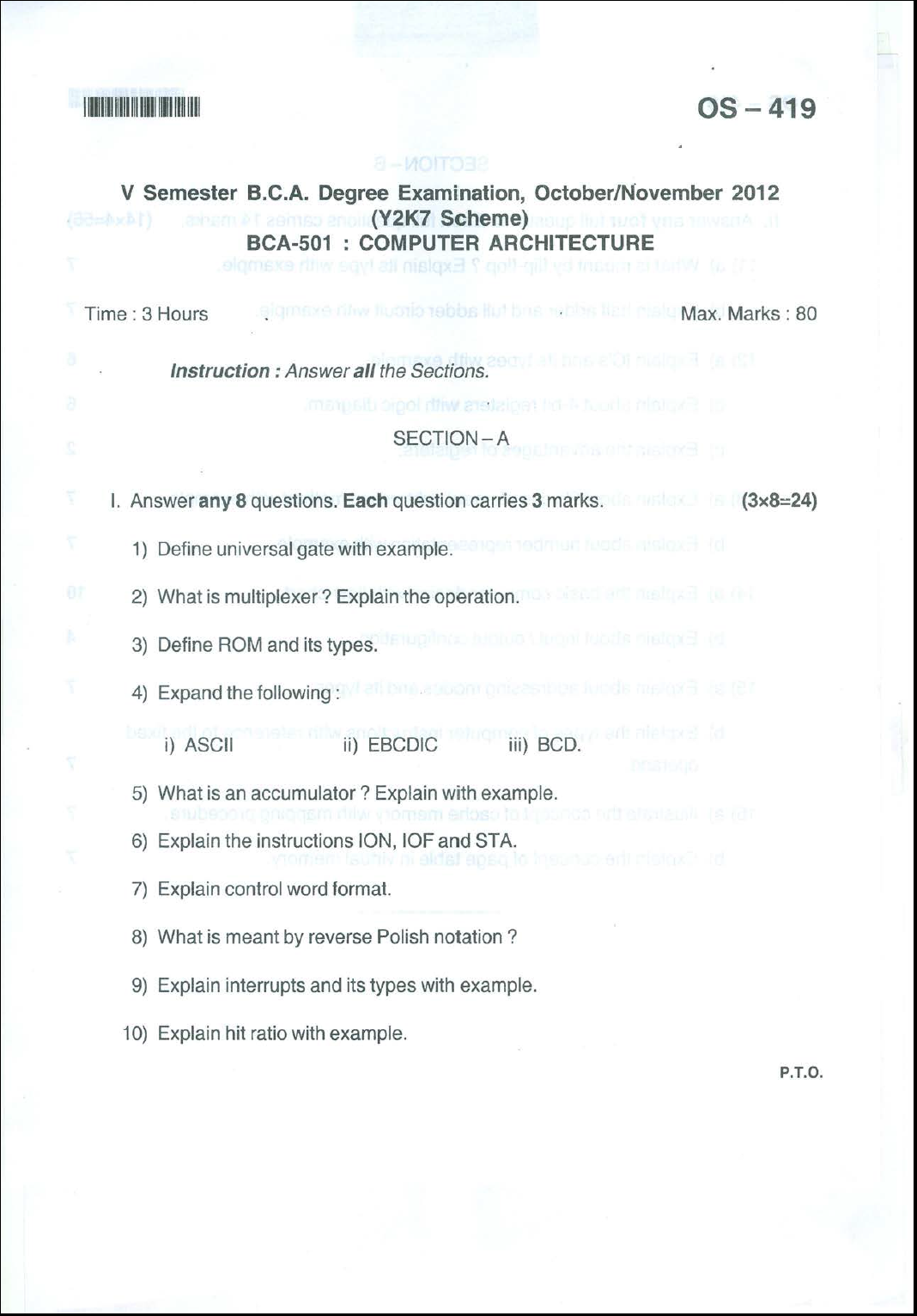 Bangalore University b.c.a. Bca - 501 : Computer Architecture October ...