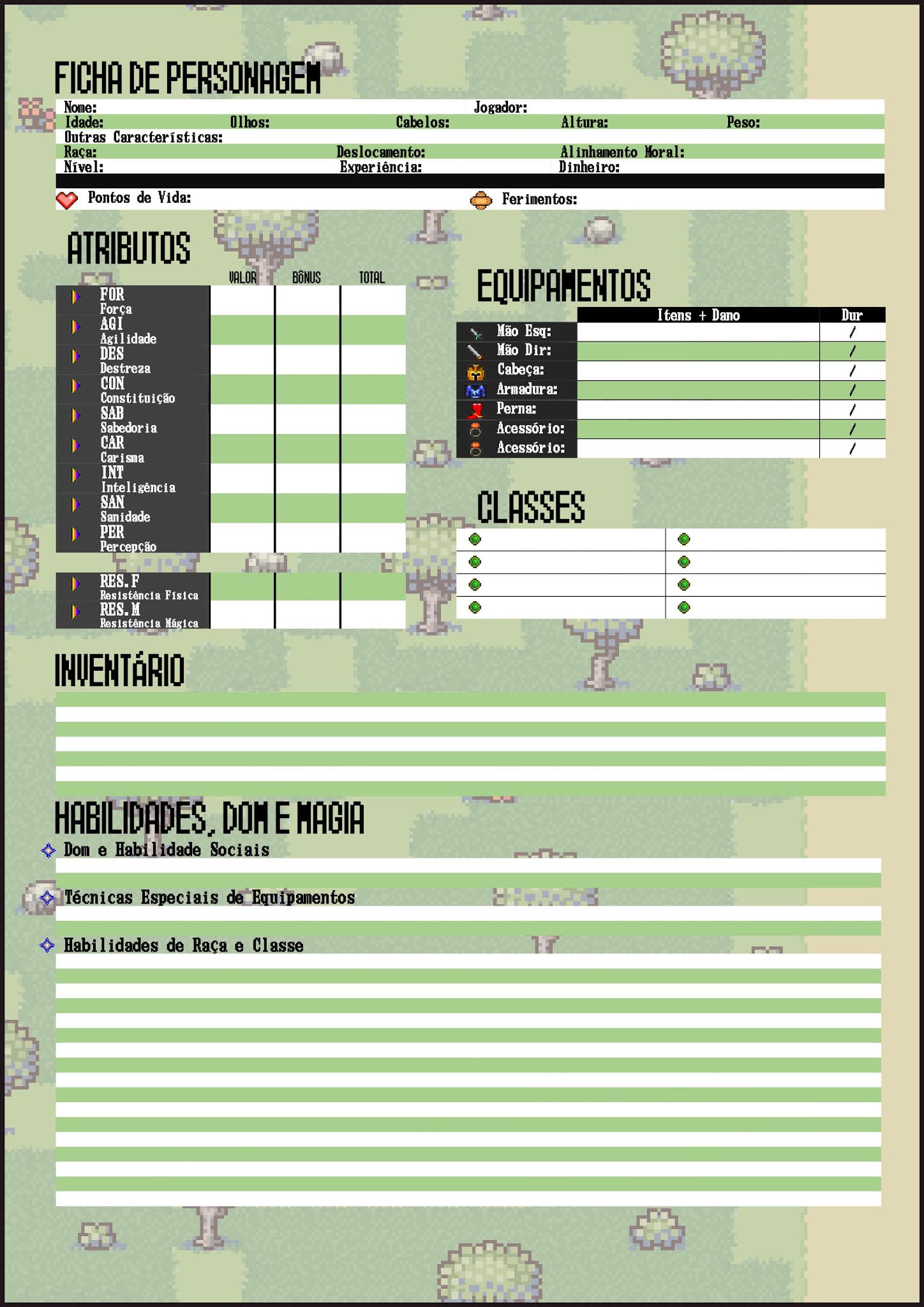 Fichas De Rpg Simples - BRAINCP