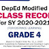 GRADE 4 MODIFIED E-CLASS RECORDS for SY 2020-2021 (Free Download ...