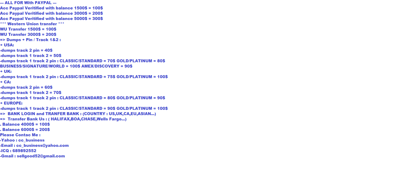 SELL CVV GOOD AND FRESH ALL COUNTRY