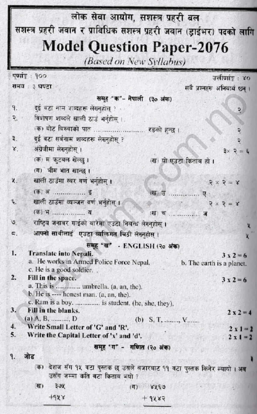 Armed Police Force - APF Nepal Constable Model Question Set 2 | Chetan TM