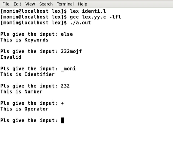 Lex Program to identify Identifier, Numbers, Keywords & Operator used ... Lex Program to identify Identifier, Numbers, Keywords & Operator used ...