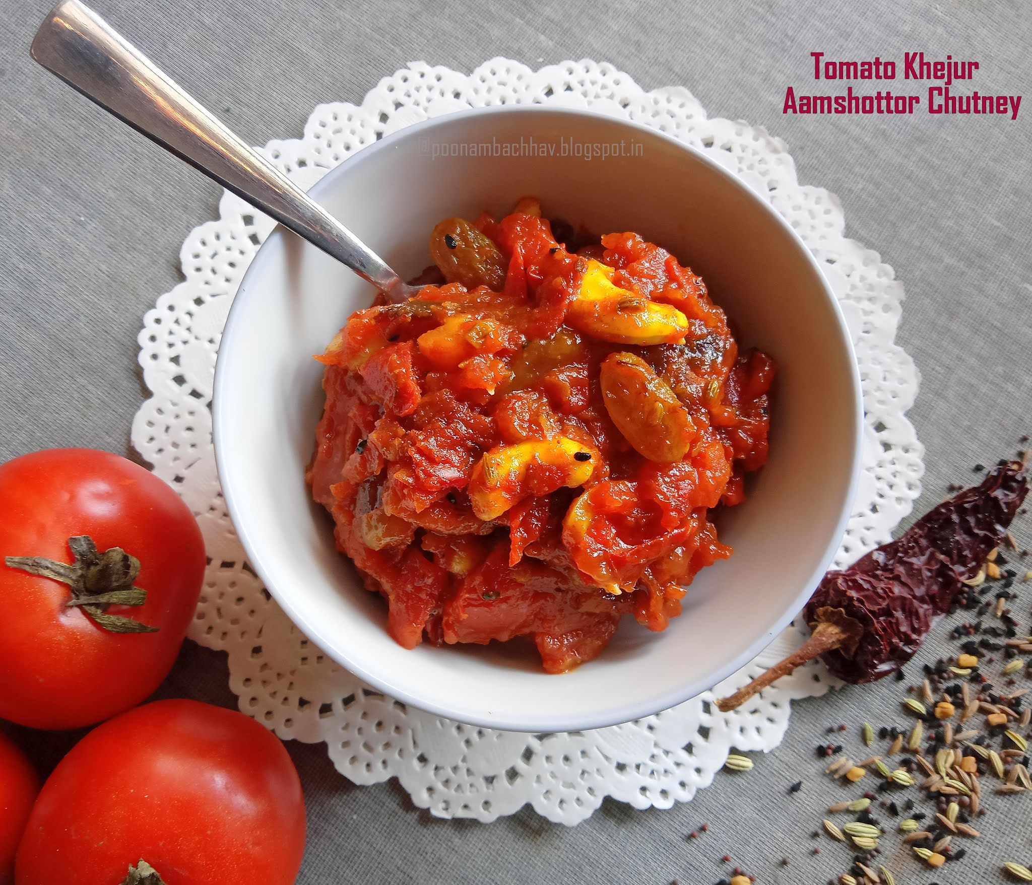 Annapurna: Tomato Khejur Aamshottor Chaatni / Bengali Tomato Chutney