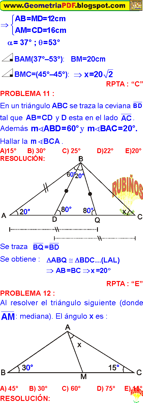 CONGRUENCIA DE TRIÁNGULOS PROBLEMA RESUELTOS PDF