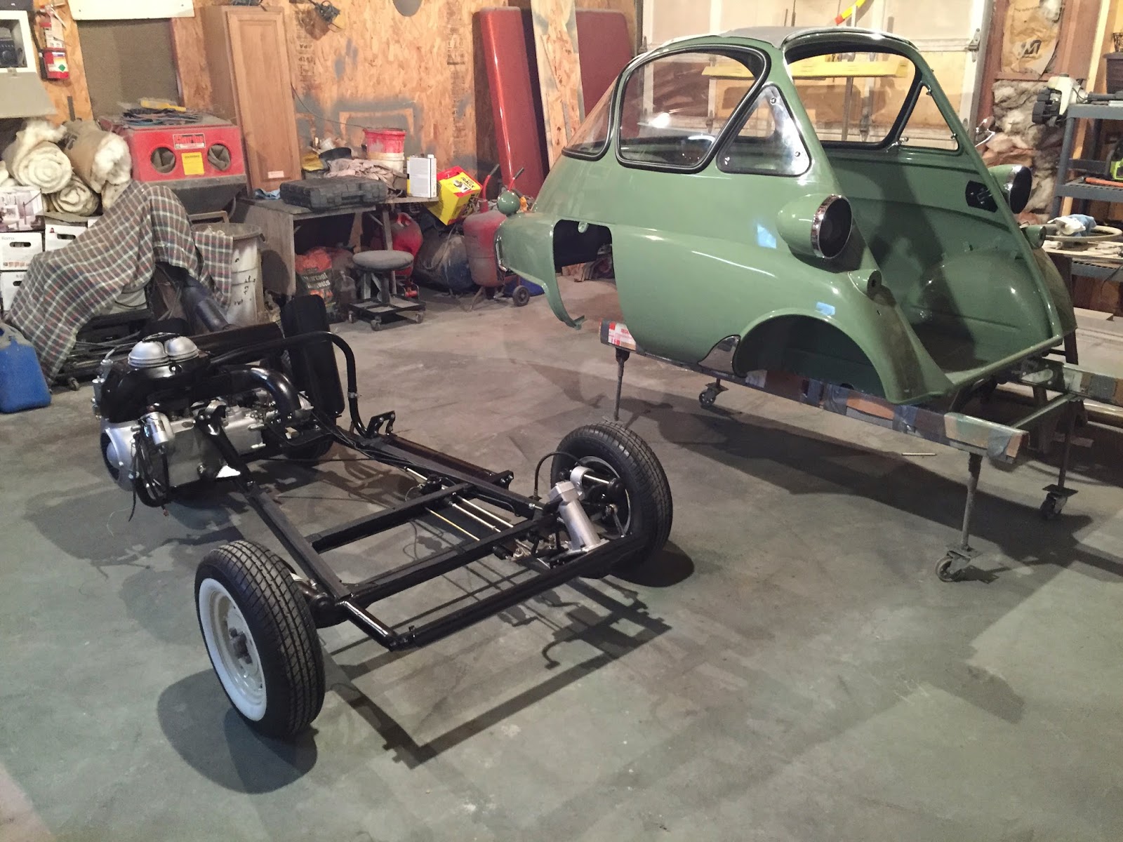 BMW Isetta Bubble Window Restoration Blog: mounting the body to the frame