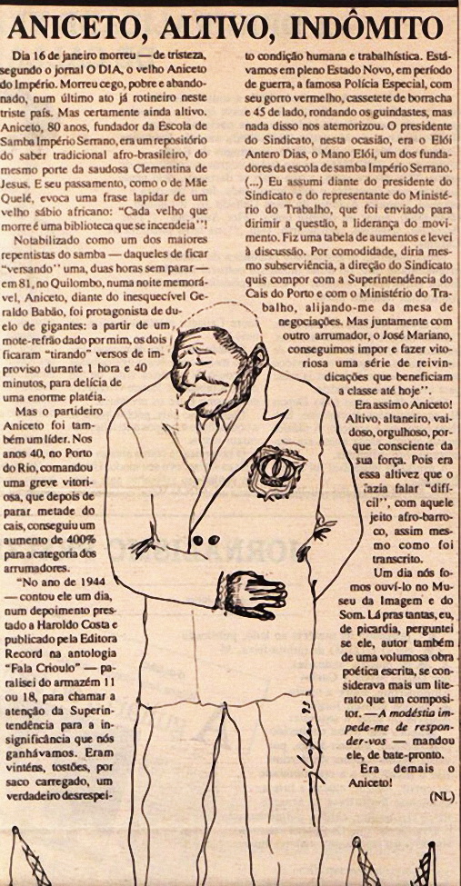 ANICETO DO IMPÉRIO SERRANO - CANTOR - (81 anos) * RJ (11/03/1912) + RJ ...