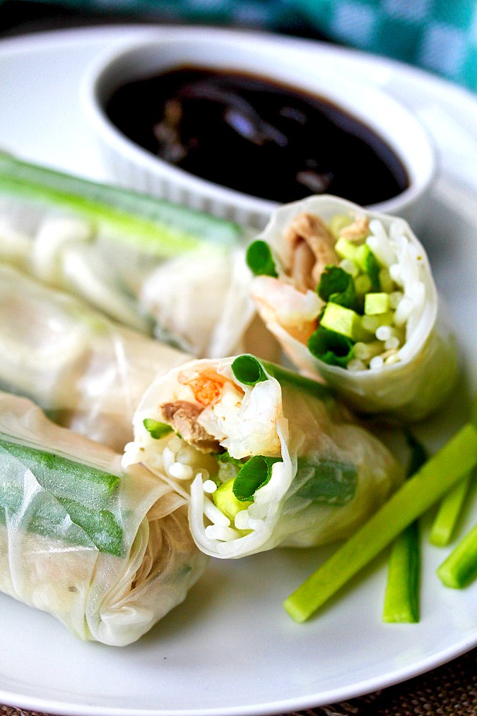 Vietnamese-Style Pork and Shrimp Spring Rolls with Cucumber and Mint ...
