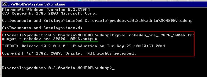 DBMentors - Inam Bukhari's Blog: Using TKPROF