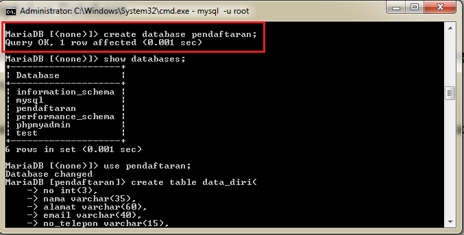 Hayatulgina: Membuat Database Menggunakan CMD