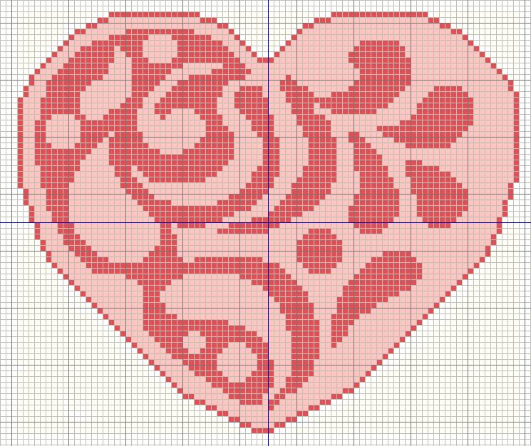Buzy Bobbins: Ornate two colour heart cross stitch design