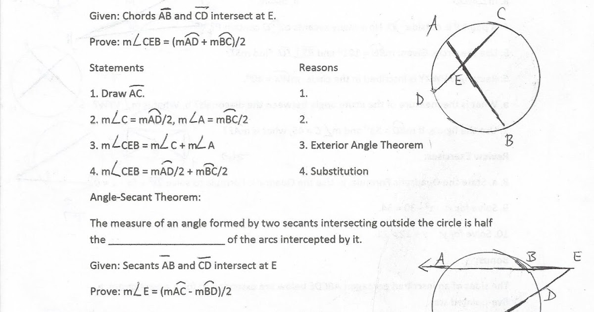 Geometry, Common Core Style: Lesson 15-5: Angles Formed by Secants or ...