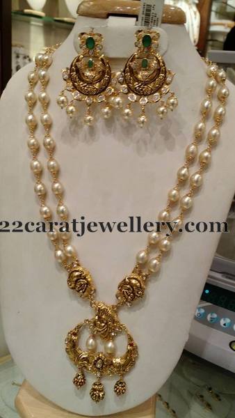 2 Rows South Pearl Set Nakshi Locket - Jewellery Designs
