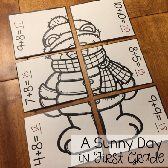 Winter Addition Puzzles! | A Sunny Day in First Grade