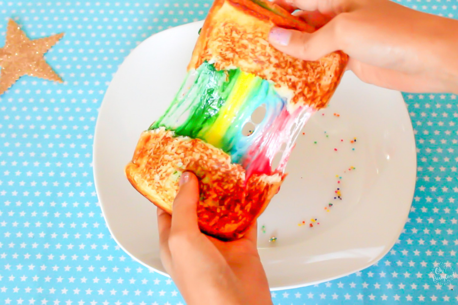 Rainbow Grilled Cheese Recipe - oh partyland