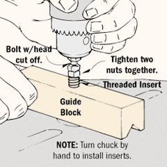 Ah! E se falando em madeira...: WoodSmith /tips: Fitting Threaded Inserts