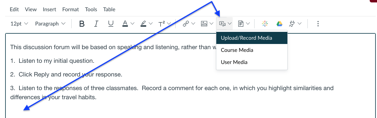 CLA Language Center Tip Of The Day Using Audio In Canvas Discussion Forums cla-language-center-tip-of-the-day-using-audio-in-canvas-discussion-forums