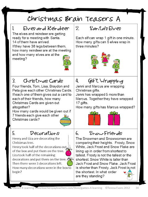 The Educator's Corner: 25 Days of Christmas Fun Day 12-Christmas Brain ...