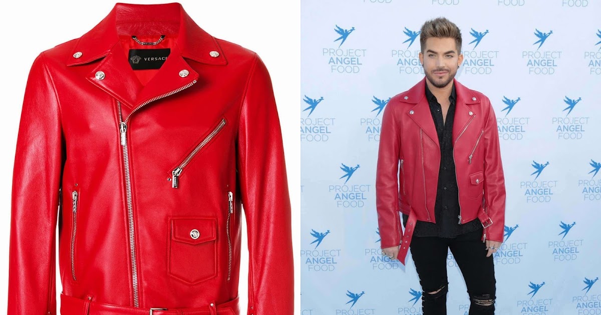 Adam Lambert y su Classic Leather Biker Jacket de Versace