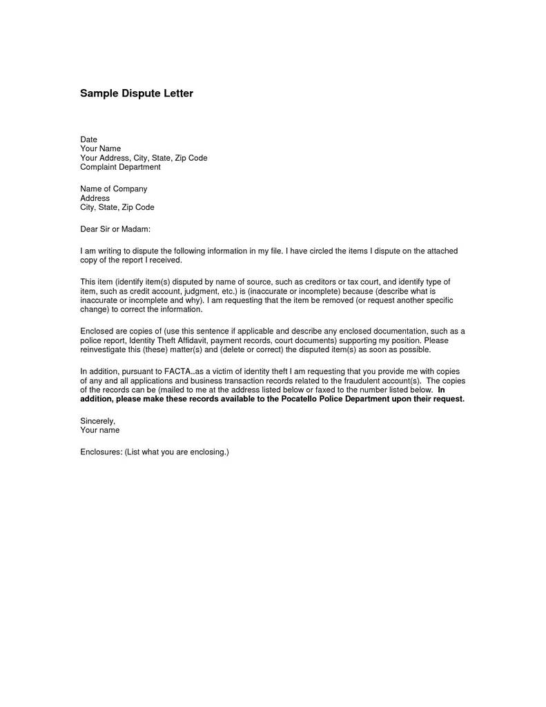 Experian Dispute Letter Template ~ Resume Letter